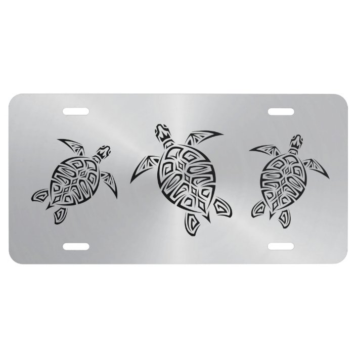 Turtles Tribal Silver Modern Vector License Plate | Zazzle.com