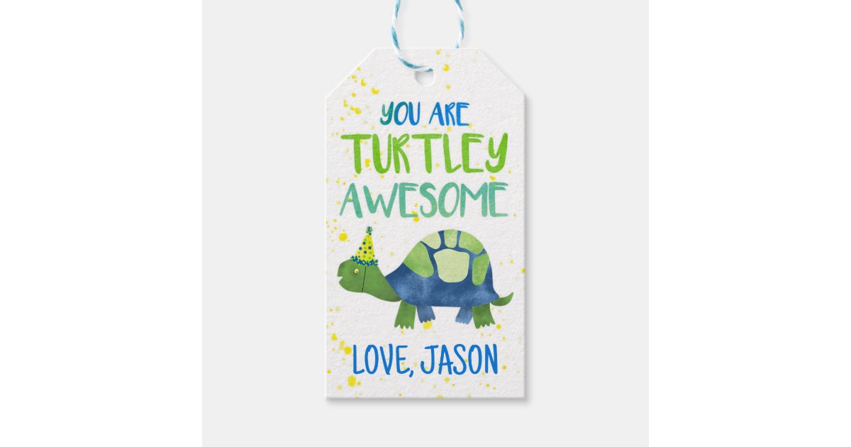 Turtley Awesome Turtle Valentine Gift Tags | Zazzle