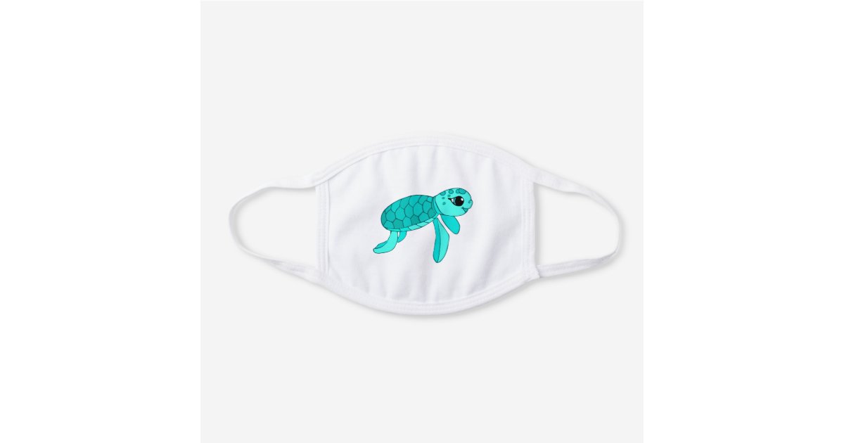 Turtley cool baby sea turtle white cotton face mask | Zazzle