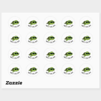 Turtley Cool Dude Funny Turtle Pun Classic Round Sticker | Zazzle