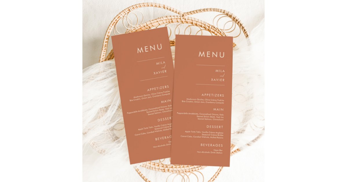 Tuscan Amber | Modern Minimal Wedding Menu | Zazzle