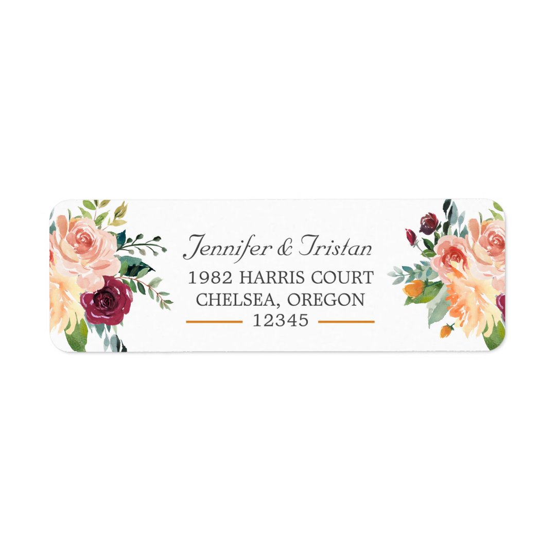 Tuscan Botanical Floral Return Address Label | Zazzle