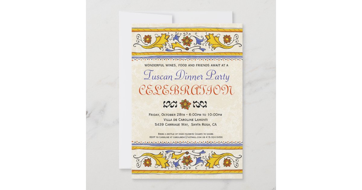 Tuscan Dinner Party Invitation | Zazzle