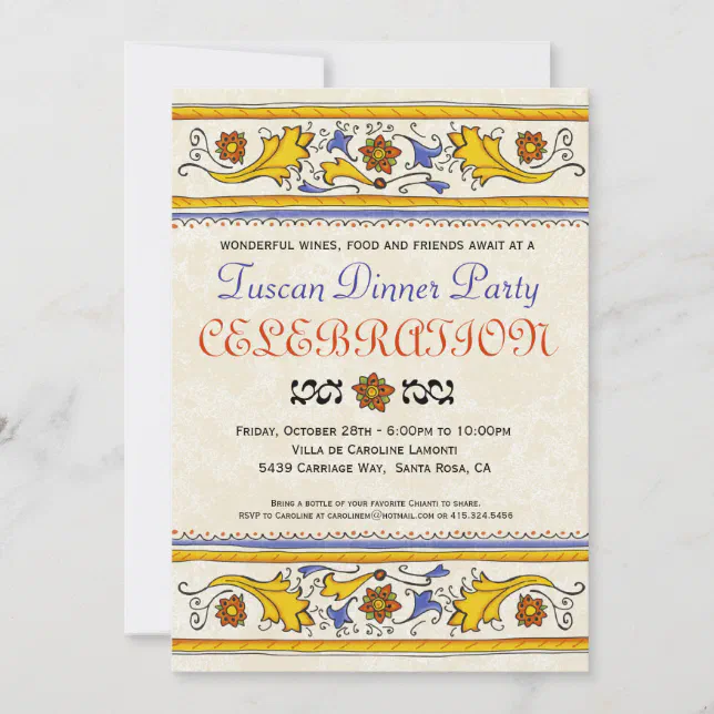 Tuscan Dinner Party Invitation | Zazzle