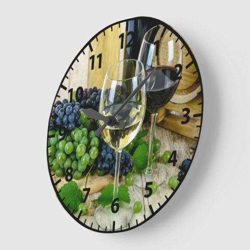 Tuscan Grapes Wine Acrylic Kitchen Wall Clock | Zazzle