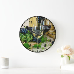 Tuscan Grapes Wine Acrylic Kitchen Wall Clock | Zazzle