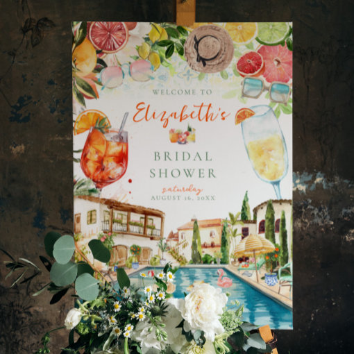 Tuscan Italian Pool Party | Spritz Bridal Shower Foam Board | Zazzle