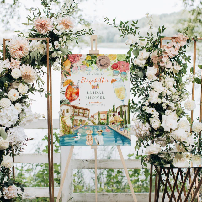 Tuscan Italian Pool Party | Spritz Bridal Shower Foam Board | Zazzle