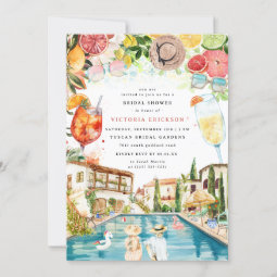 Tuscan Italian Pool Party | Spritz Bridal Shower Invitation | Zazzle
