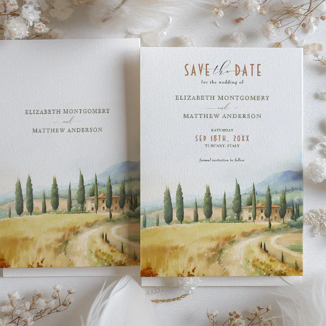 Tuscan Serenity Save the Date Italian Countryside Invitation | Zazzle