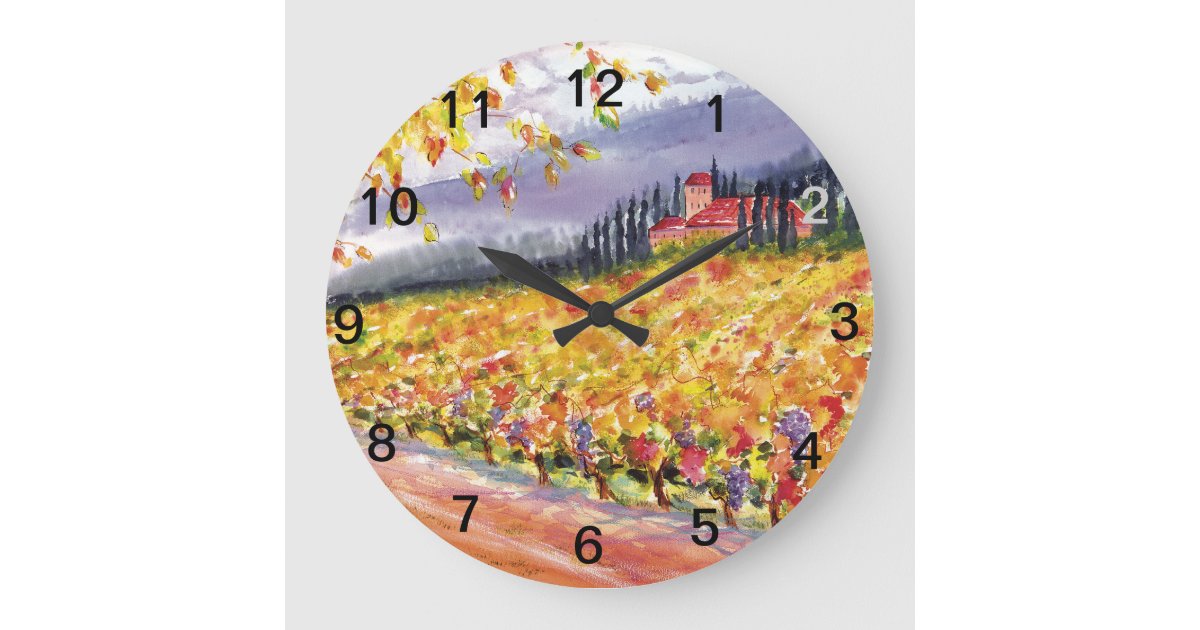 Tuscan Vineyard wall clock | Zazzle