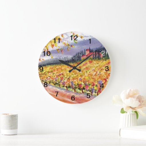 Tuscan Vineyard wall clock | Zazzle