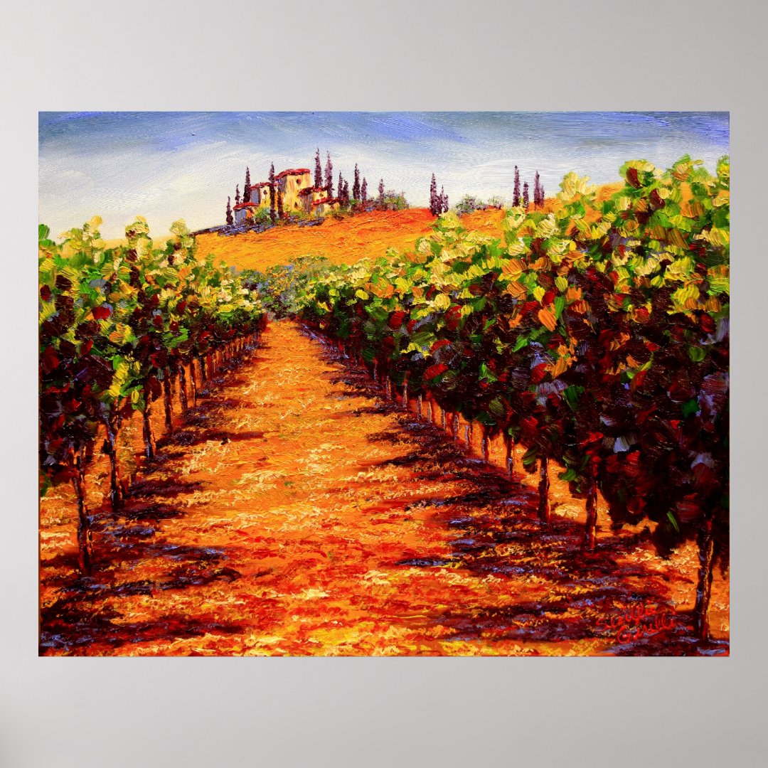 Tuscan Wine Vineyard Poster | Zazzle