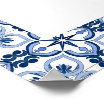 Tuscany Blue Italian Tile Bridal Shower Poster | Zazzle