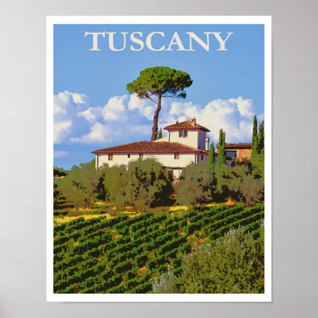 Tuscany Italy Italian Villa Retro Vintage Travel Poster | Zazzle