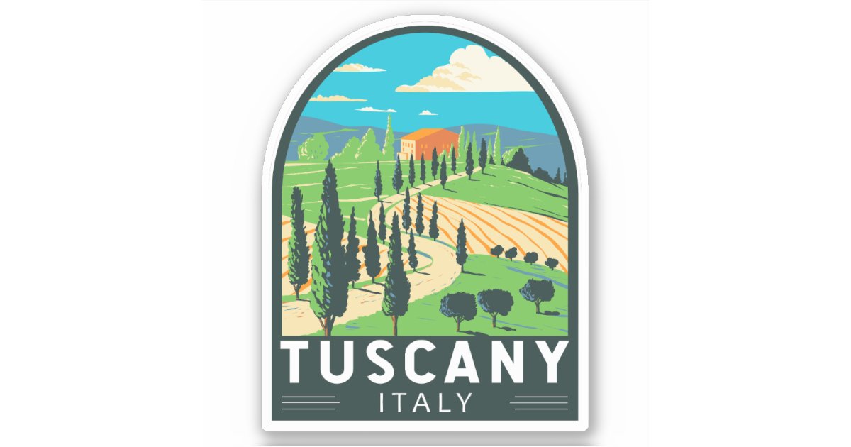 Tuscany Italy Vineyard Travel Art Vintage Sticker | Zazzle