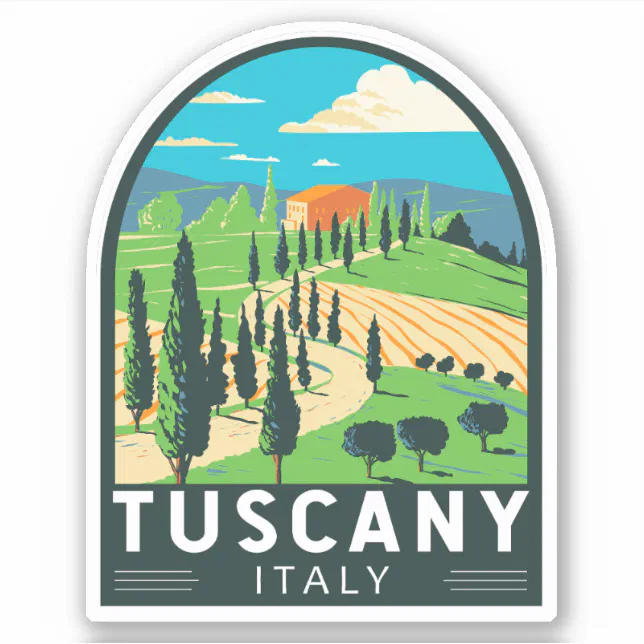 Tuscany Italy Vineyard Travel Art Vintage Sticker | Zazzle