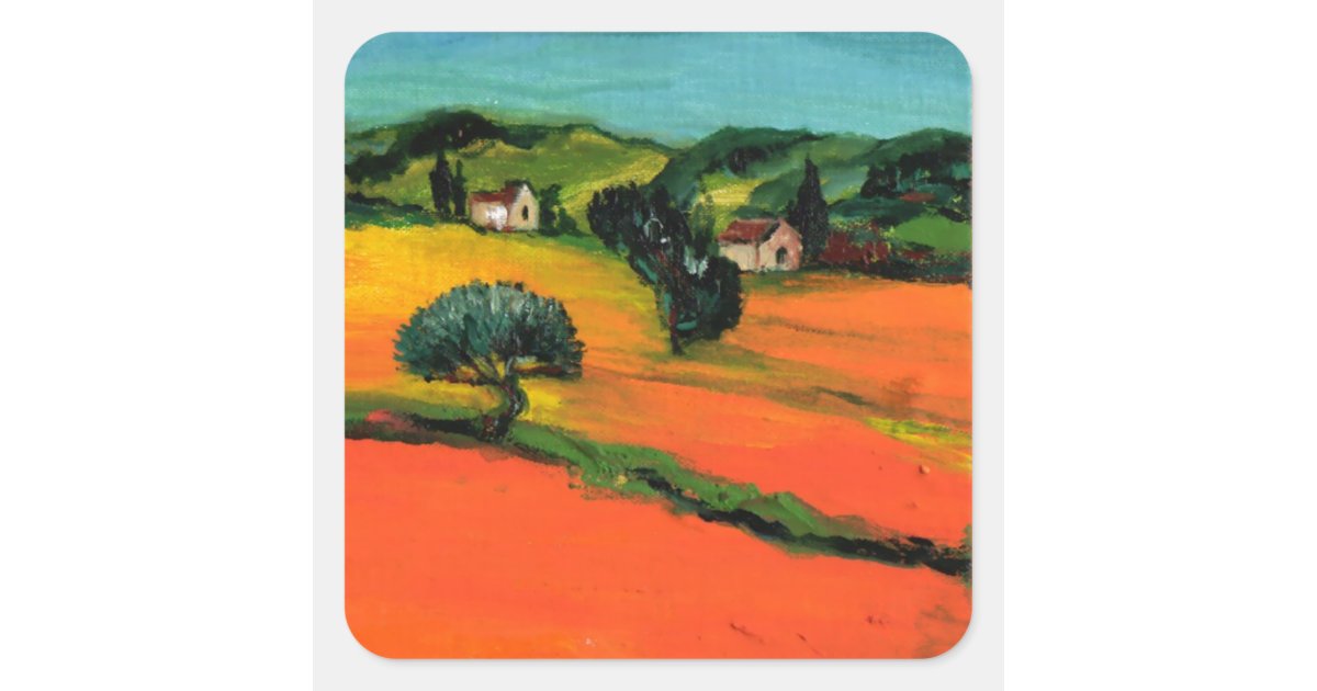 TUSCANY LANDSCAPE square Square Sticker | Zazzle