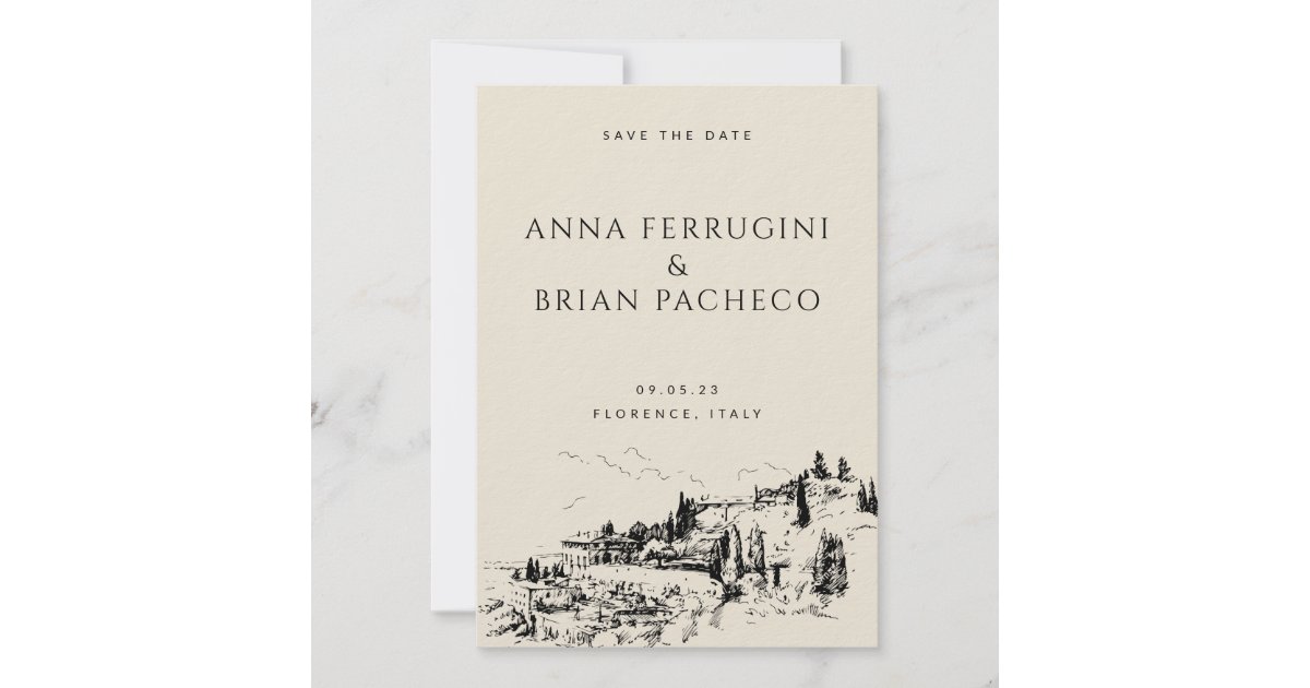 Tuscany Modern Classy Save the Date | Zazzle