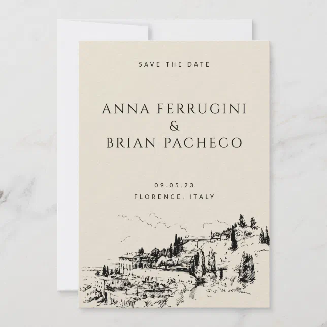 Tuscany Modern Classy Save the Date | Zazzle