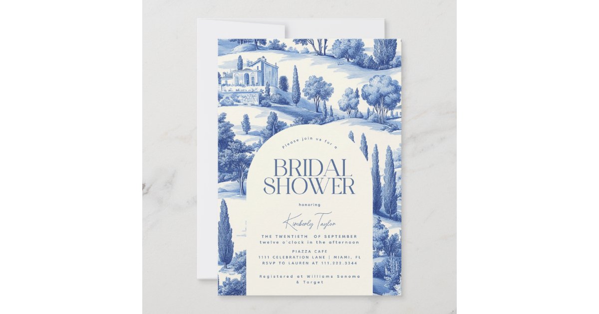 Tuscany Toile Italy Italian Bridal Shower Invitation | Zazzle
