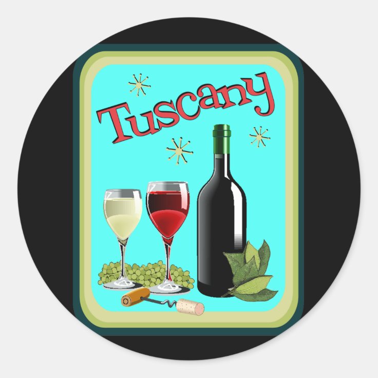 Tuscany Travel Poster Classic Round Sticker | Zazzle