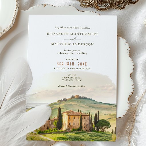 Tuscany Watercolor Italy Destination Wedding Invitation | Zazzle