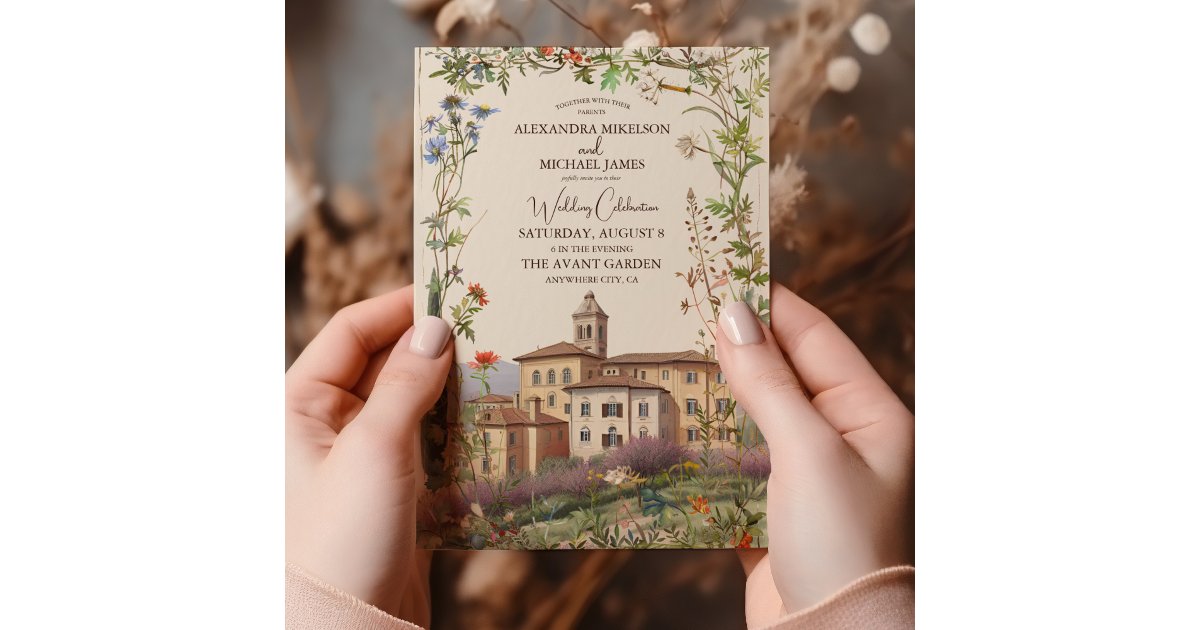 Tuscany Watercolor Italy Destination Wedding Invitation | Zazzle