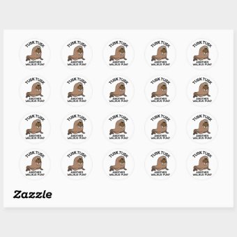 Tusk Tusk Another Walrus Pun Funny Animal Pun Classic Round Sticker ...