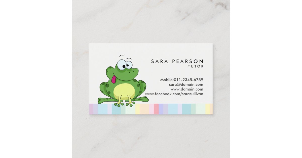 Tutor Cute Green Frog Business Card | Zazzle