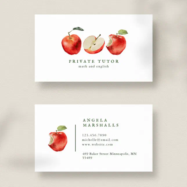 Tutor Teacher Apples Business Card | Zazzle