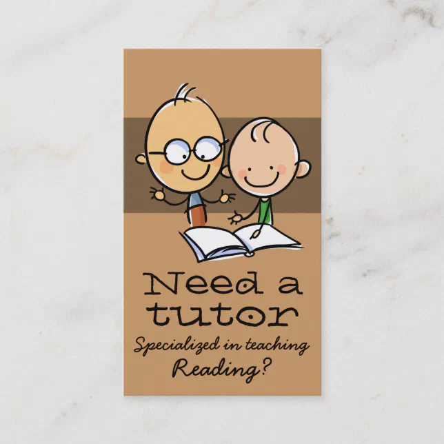 Tutor Tutoring Teacher reading mathematics Business Card | Zazzle