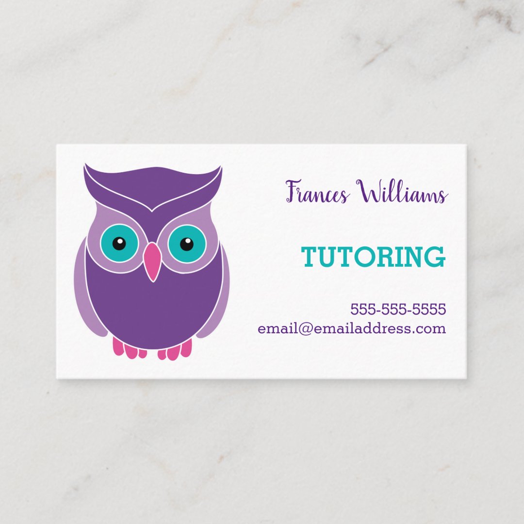 Tutoring Appointment Reminder Purple Owl | Zazzle