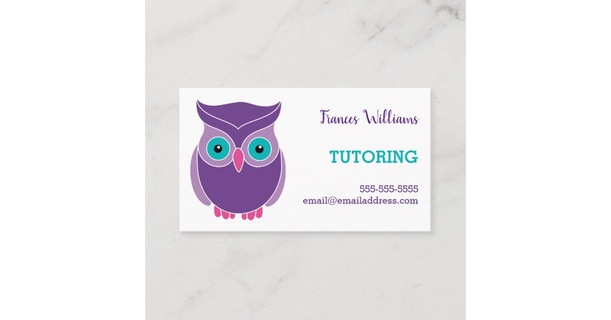 Tutoring Appointment Reminder Purple Owl | Zazzle