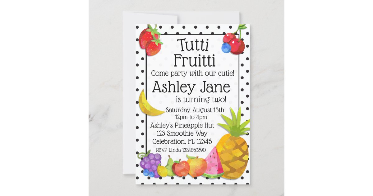 Tutti Fruitti Tropical Fruit Birthday Invitation | Zazzle