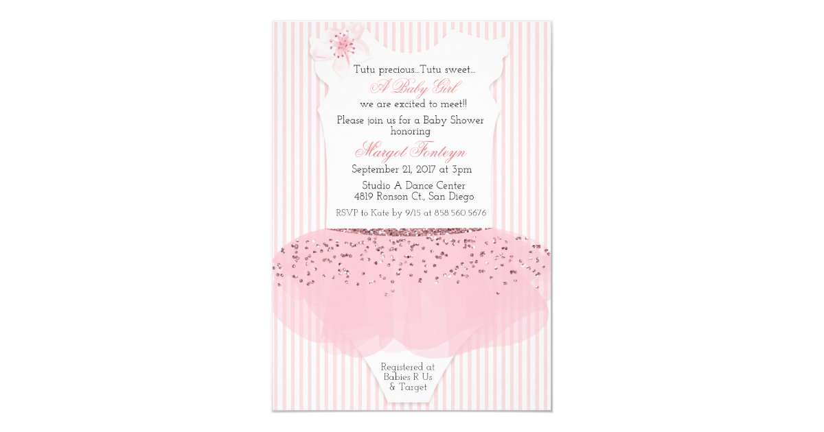 Tutu Ballerina Baby Shower Invitation | Zazzle.com
