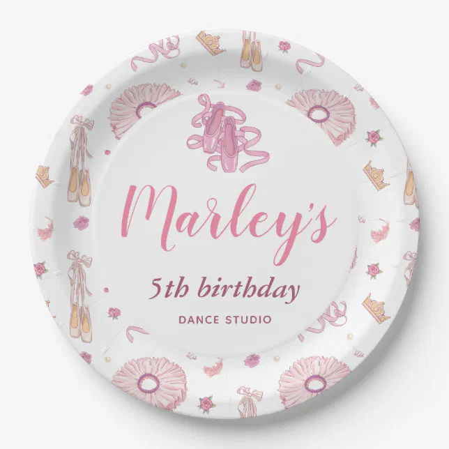 Tutu Ballerina Dance Any Age Birthday Party Paper Plates | Zazzle