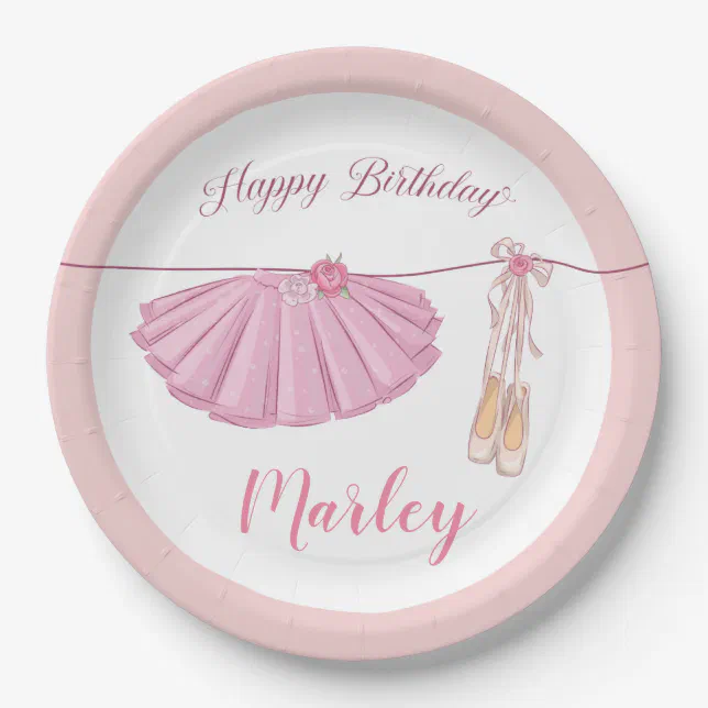 Tutu Ballerina Dance Happy Birthday Party Paper Plates | Zazzle