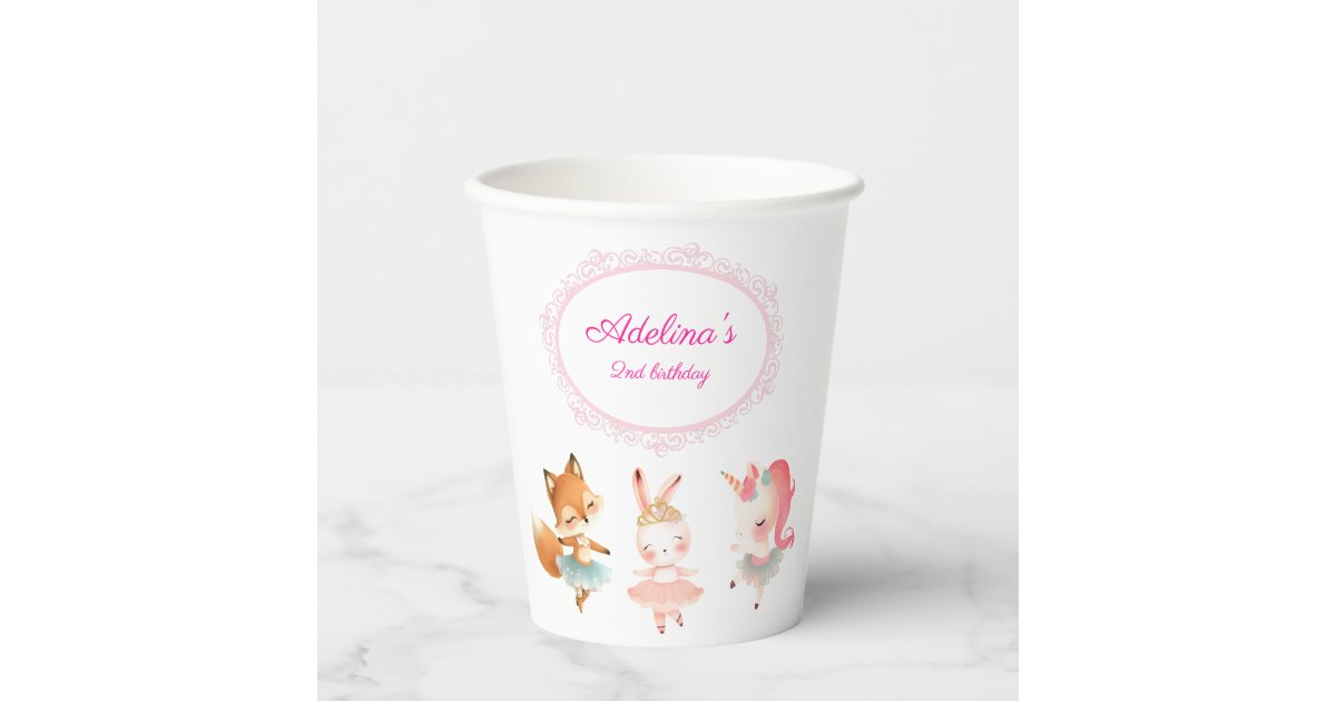 Tutu Cute Ballerina Ballet Animals Birthday Party Paper Cups | Zazzle