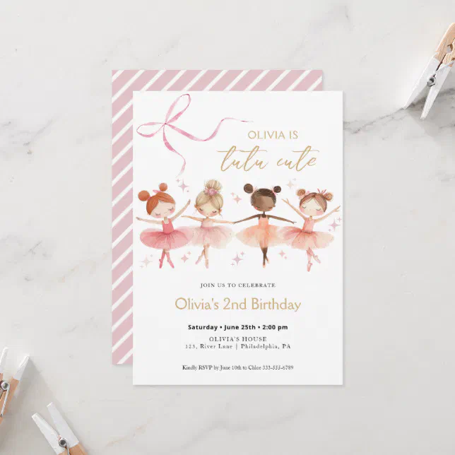 Tutu Cute Birthday Ballerina Invitation | Zazzle