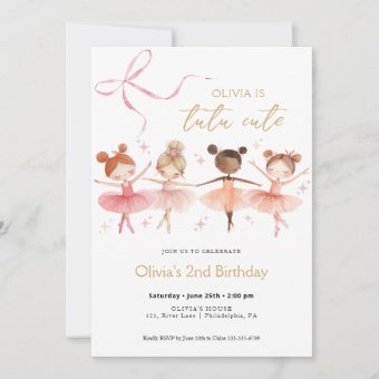 Tutu Cute Birthday Ballerina Invitation | Zazzle