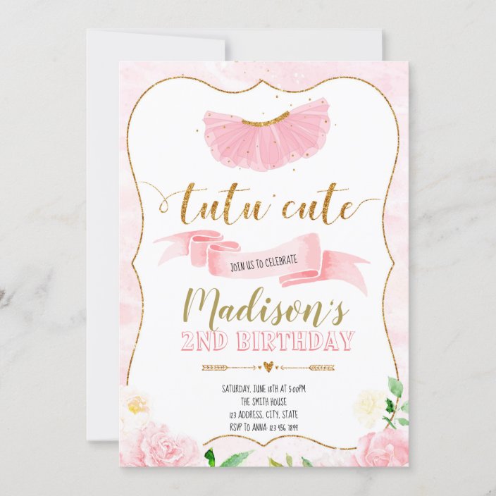 Tutu cute birthday party invitation | Zazzle.com