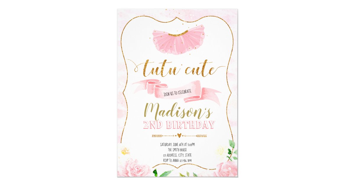 Tutu cute birthday party invitation | Zazzle.com