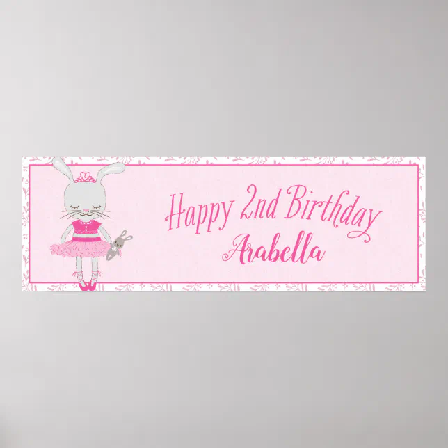 Tutu Cute Bunny Happy 2nd Birthday Personalized Poster | Zazzle