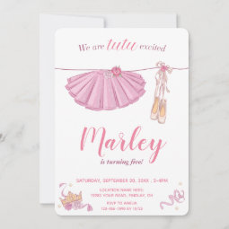 Tutu Excited Ballerina Any Age Birthday Party Invitation | Zazzle