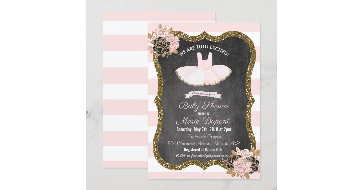 Tutu Excited Tutu Baby Shower Invitation | Zazzle