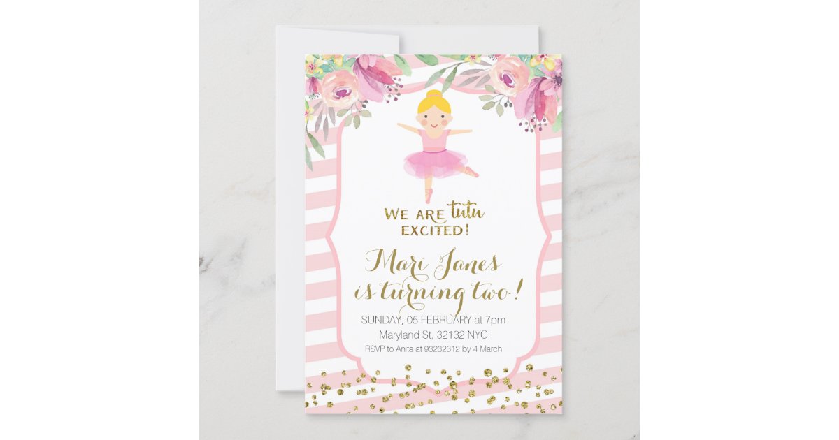 tutu pink girl birthday invitation | Zazzle