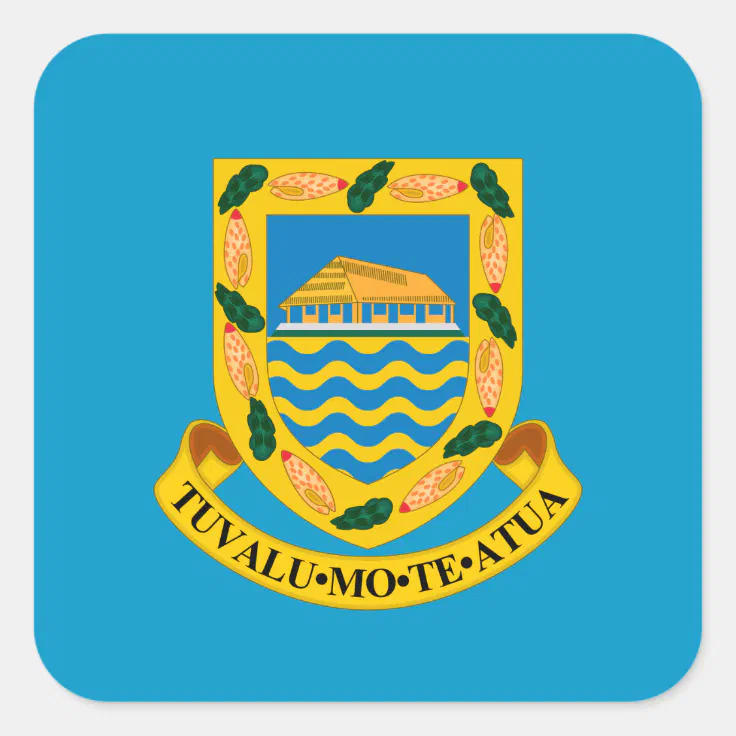 Tuvaluan Coat of Arms, Tuvalu Square Sticker | Zazzle