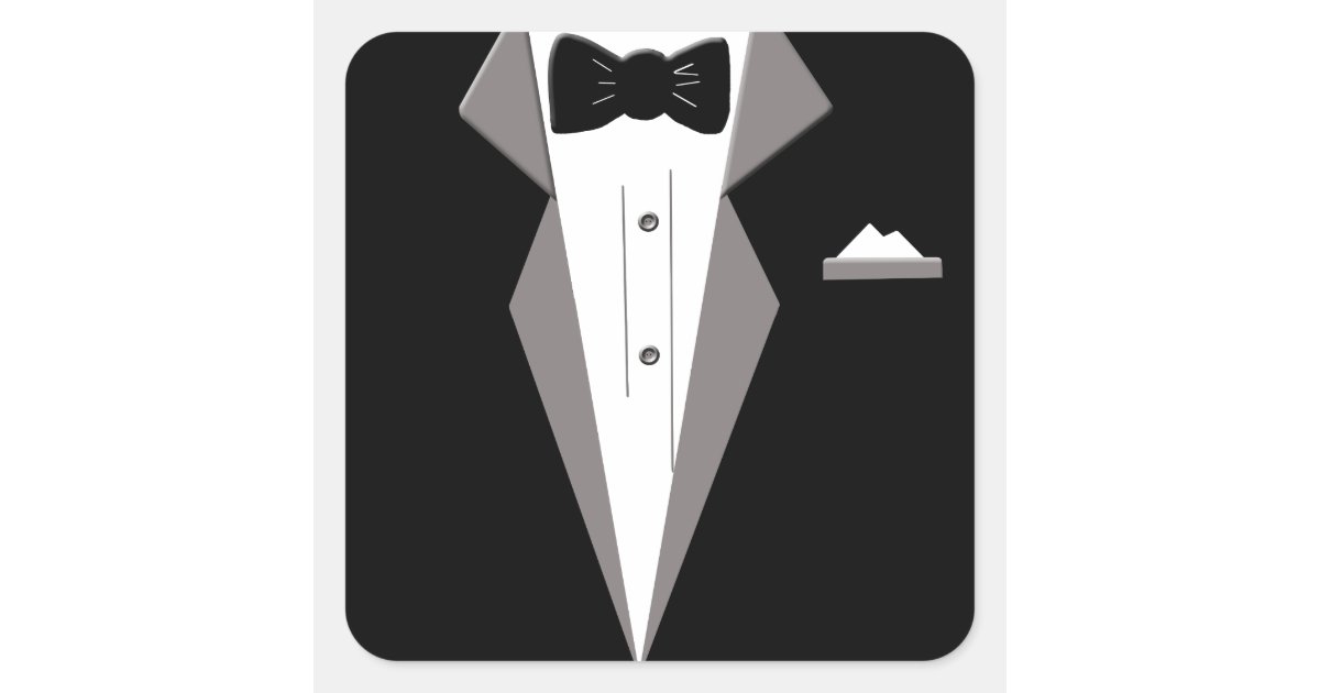 Tuxedo Art Square Sticker | Zazzle