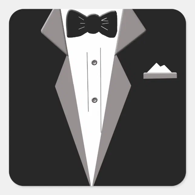 Tuxedo Art Square Sticker | Zazzle